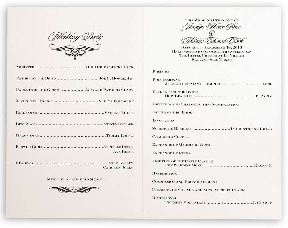 Flourish Monogram 04 Classic Wedding Ceremony Programs and Custom Church Programs - Documents ...